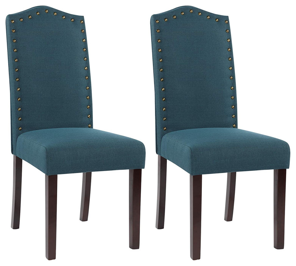 High Back Fabric Upholstered Dining Room, Set of 2 - Transitional ...