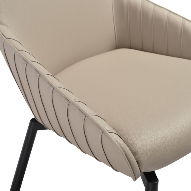 Shilo Swivel Upholstered Dining Chair in Faux Leather with Black Metal ...