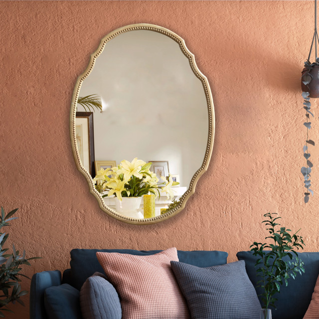 Chloe's Reflection Contemporary Maple Wood Oval Framed Wall Mirror, 36 ...