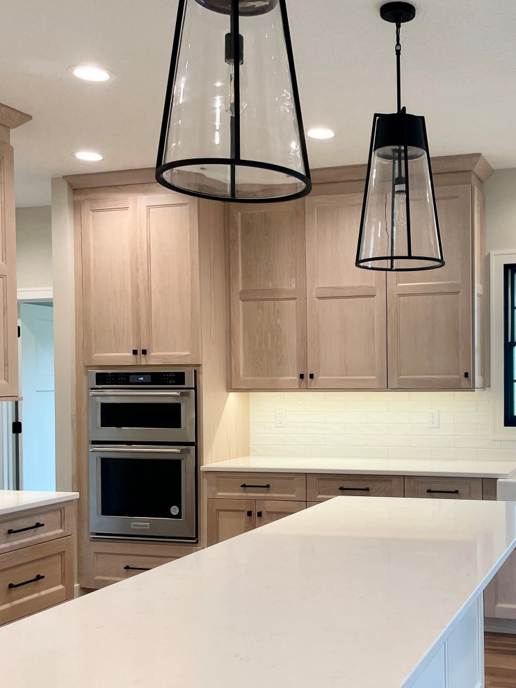 White Oak and Painted White Island Open Concept Kitchen - Scandinavian ...