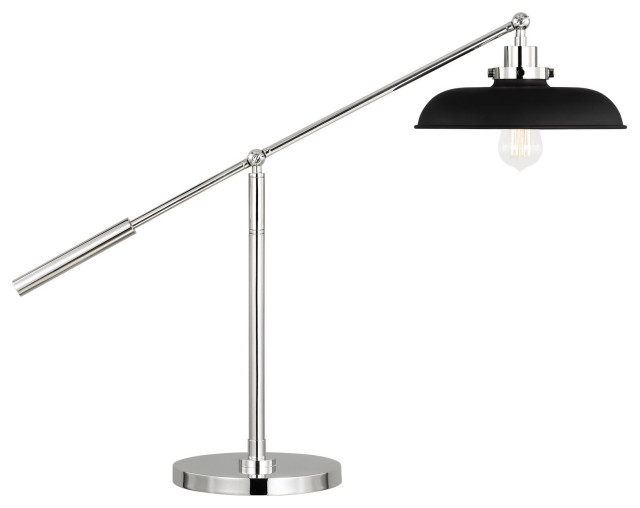 Wellfleet Wide Desk Lamp, Midnight Black and Polished Nickel ...