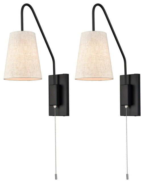 Flavia Modern Brass Wall Lamps Set of 2 Plug-In Wall Lights ...