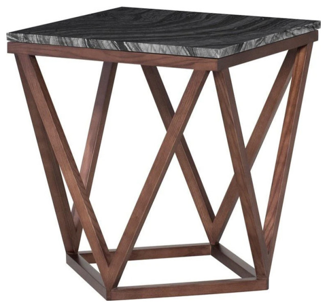 Vera Black Wood Side Table - Transitional - Side Tables And End Tables ...