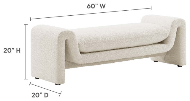MODWAY Waverly Boucle Fabric Bench - Transitional - Upholstered Benches ...