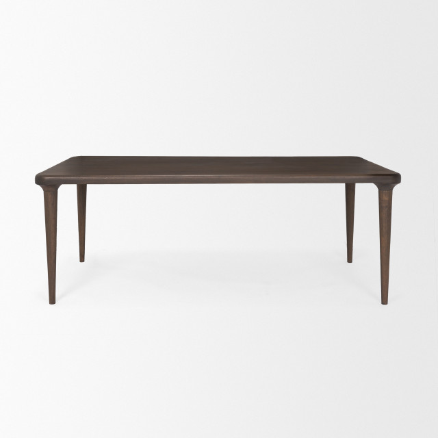 Suvan Medium Dark Brown Rectangular Solid Wood Table - Midcentury ...