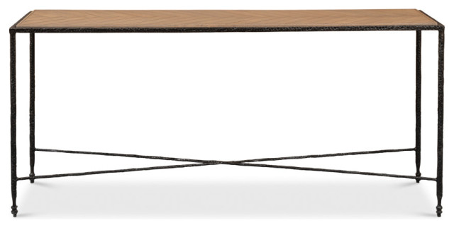 Minimalistic Castle Gate Console Table With Parquet Top - Industrial ...