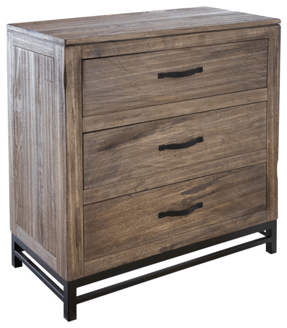 36" Brown Solid Wood Three Drawer Chest - Industrial - Dressers - by ...