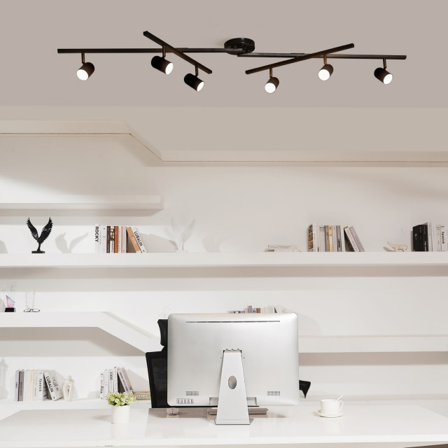 Wilma 6-Light Foldable Matte Black LED Integrated Track Lighting ...