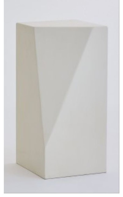 Midcentury 30" White Facet Pedestal Table, Geometric Block Square Tall ...