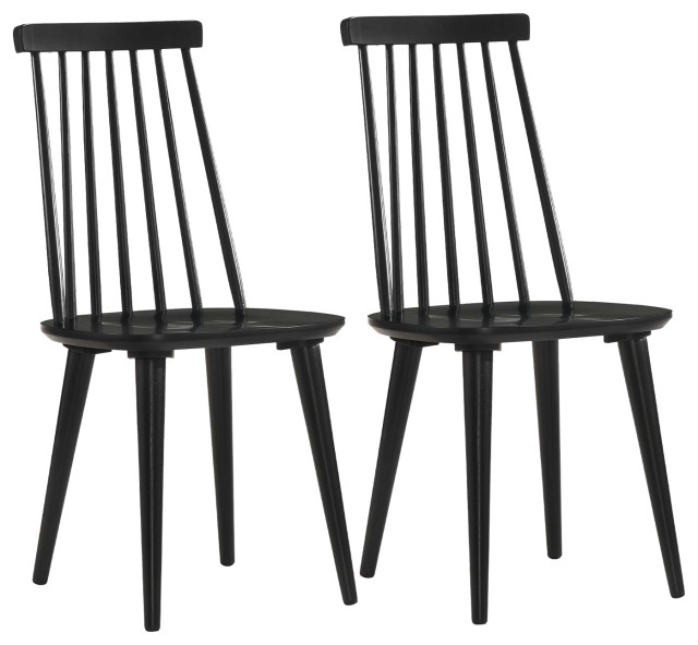 Set Of 2 Farmhouse Spindle Wood Dining Chairs Midcentury Dining