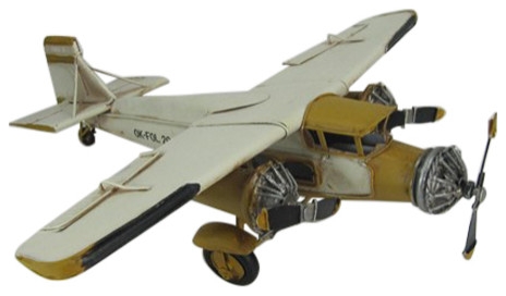Metal Model Airplane Décor in Yellow - Industrial - Decorative Objects ...