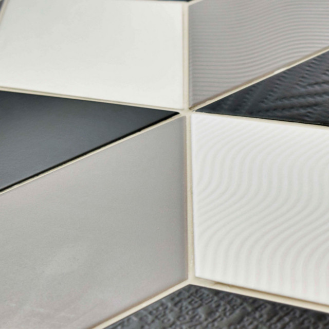 Rhombus Porcelain Floor and Wall Tile, Smooth Dark Grey, Sample ...