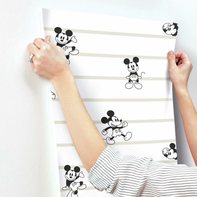 Disney Mickey Mouse Stripe Wallpaper - Contemporary - Kids Wall Decor ...