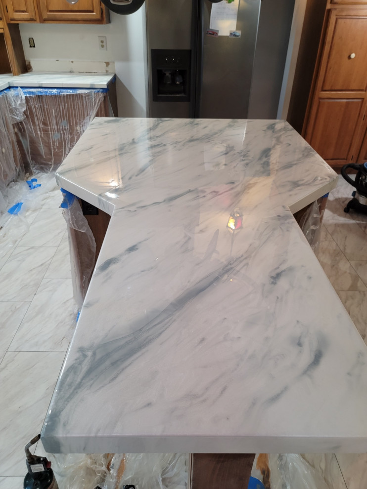 white epoxy marble countertop resurface - New York - by Superior Epoxy ...