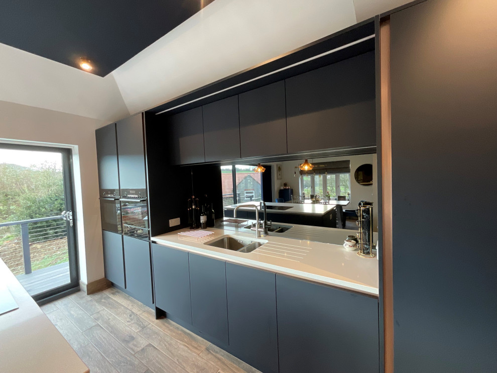 Belper Blue Handleless Kitchen - Industrial - Kitchen - Other - by ...