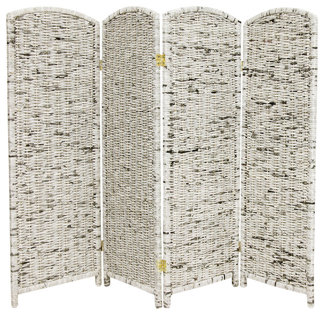 4' Tall Recycled Newspaper Room Divider, 4 Panels - Tropical - Screens ...