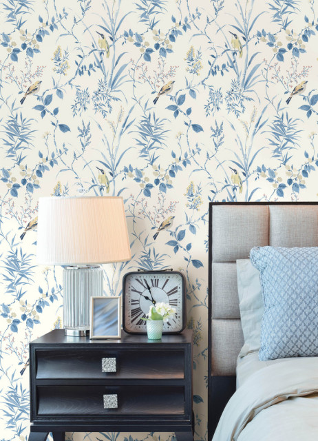 Blue Songbird Peel & Stick Wallpaper, Bolt - Contemporary - Wallpaper ...