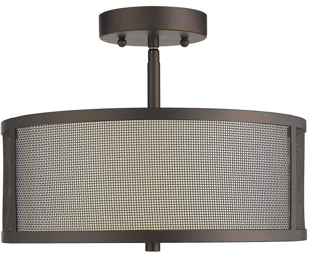 JULIANA Transitional 2 Light Rubbed Bronze Semi-flush Ceiling Fixture ...