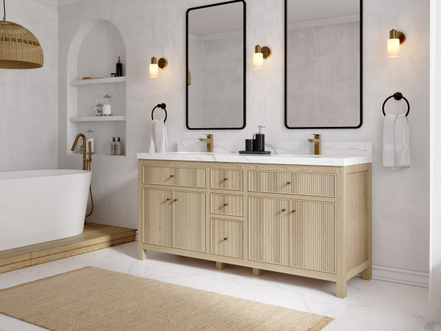 Sonoma Oak Bath Vanity, 72" - Transitional - Bathroom Vanities And Sink ...