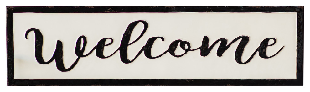 Metal Sign "Welcome", Black/White, 26", 26 - Transitional - Novelty ...