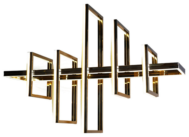 Gold Stainless Steel Geometric LED Light Fixture - Modern - Kitchen ...