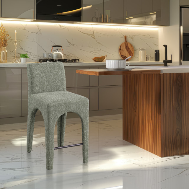 Gramercy Linen Textured Fabric Stool - Transitional - Bar Stools And ...