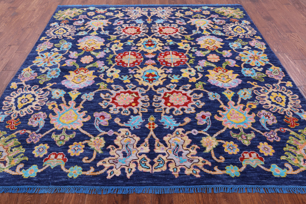 8' Square Handmade Turkish Angora Oushak Wool Rug - Q19000, 8' 0" X 8 ...