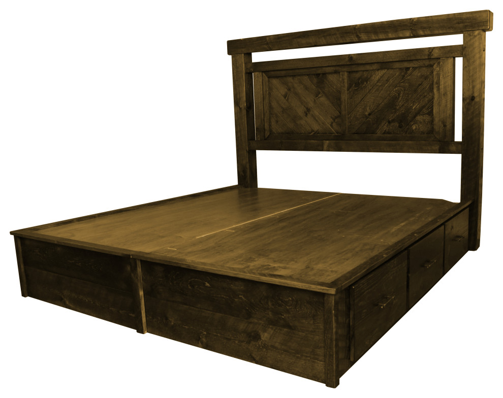 Barnwood Style Timber Peg Panel Platform Bed - by Furniture Barn USA ...
