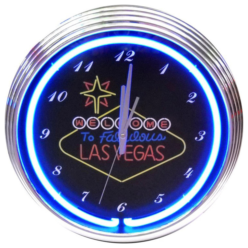Neonetics Las Vegas Sign Neon Clock - Modern - Game Room Wall Art And ...