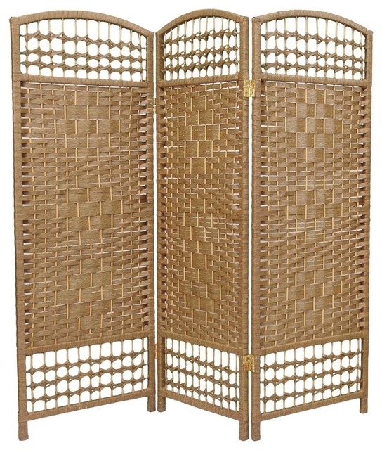 4' Tall Fiber Weave Room Divider, 3 Panels - Tropical - Screens And ...