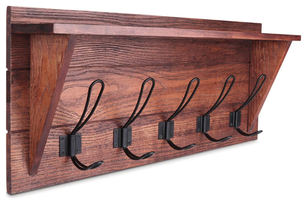 Rustic Coat Rack Wall Mounted with Shelf - Industrial - Hall Trees - by ...