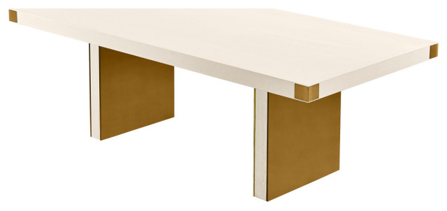 Selena Ash Dining Table, 90" Long Wooden Dining Table, Gold Brass Base ...