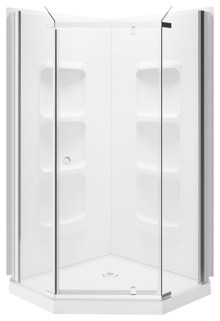 Nevada 36" Neo Angle Shower Enclosure Kit With Acrylic Base and Walls ...