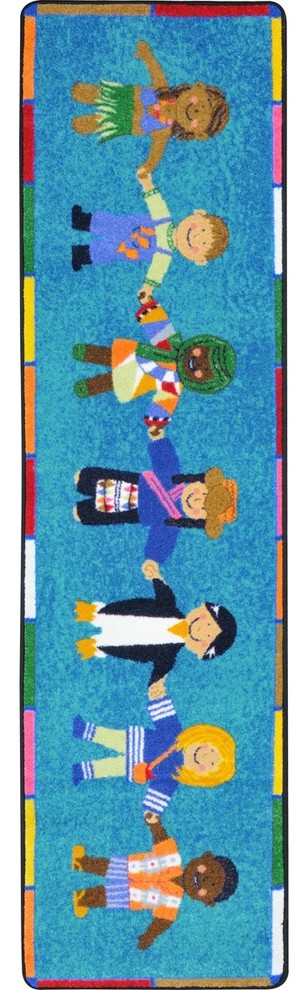 Kid Essentials, Early Childhood Hands Around the World Rug, 2'1" x 7'8 ...