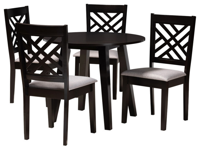 Bucknell Transitional 5-Piece Dark Brown Dining Set, Standard Leg Table ...