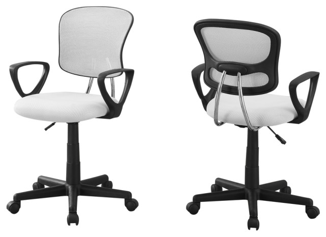 White Polyester Seat Swivel Adjustable Task Chair Mesh Back Plastic ...