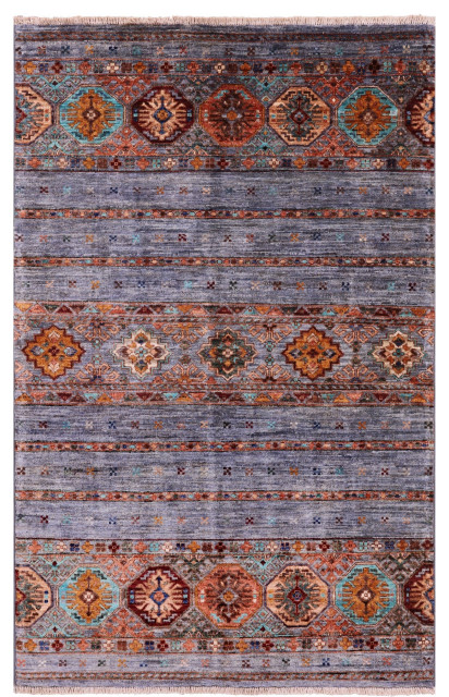 3' 4" X 5' 2" Super Kazak Khorjin Handmade Wool Rug - Q17413, 3' 4" X 5 ...