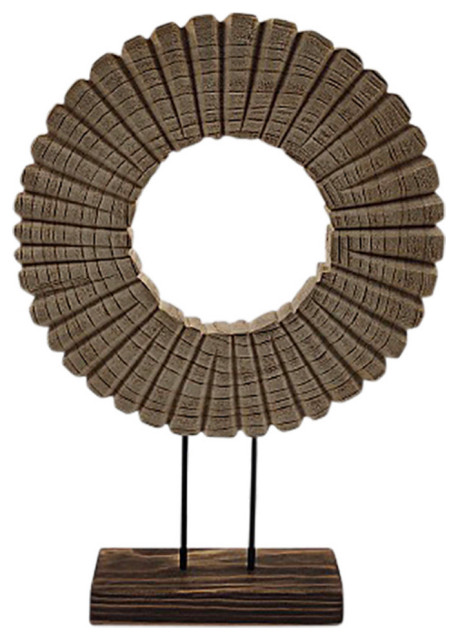 Wood, 23" Carved Table Top Decor, Natural - Rustic - Decorative Objects ...