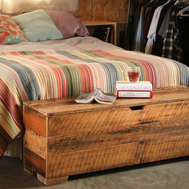 Storage Bench, Blanket Storage Chest, Queen - Rustic - Accent And ...