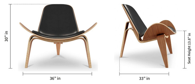 Shell Chair, Black Real Leather - Modern - Armchairs And Accent Chairs ...