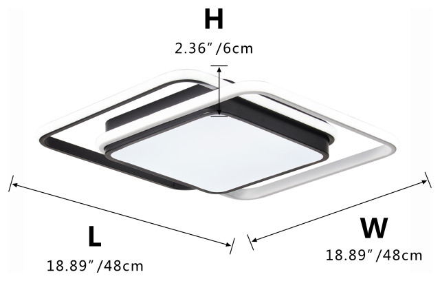 2-Light LED Rectangular Flush Mount Ceiling Light Fixture - Modern ...