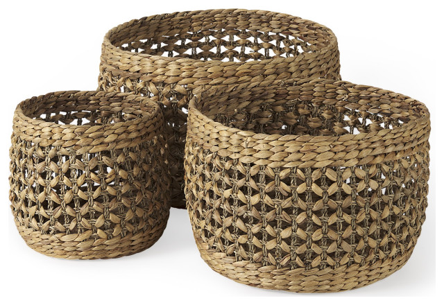 Set of Three Round Wicker Baskets - Tropical - Baskets - by UStradeENT ...