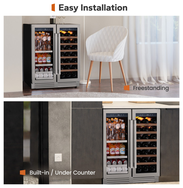 Ca'Lefort 30" Wine Fridge Beverage Cooler French Door Dual Zone ...