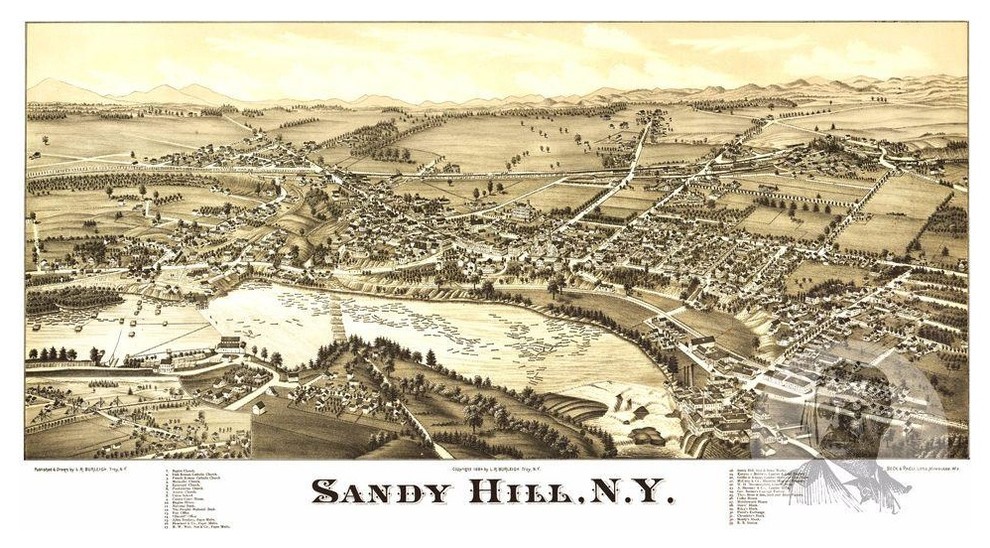 Historic Sandy Hill, NY Map 1884, Vintage New York Art Print Decor, 12 ...