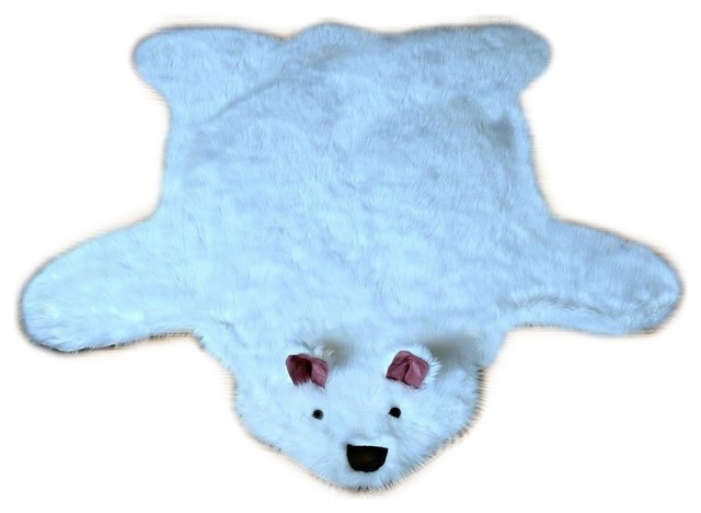 Shaggy Faux Fur Teddy Bear Play Rug, 4'x5' - Contemporary - Novelty ...