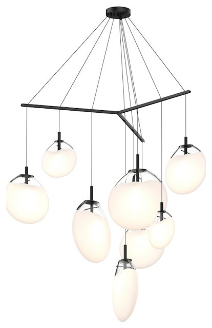 Sonneman Cantina 9 Light Tri Spreader LED Pendant, Satin Black/White ...