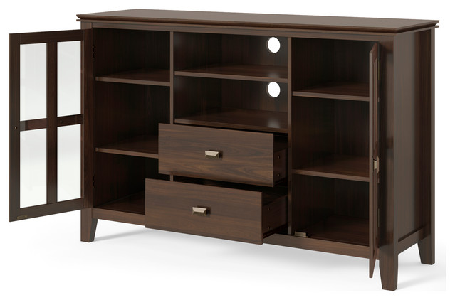 Artisan Solid Wood 53" Wide Tv Media Stand In Tobacco Brown For Tvs Up ...