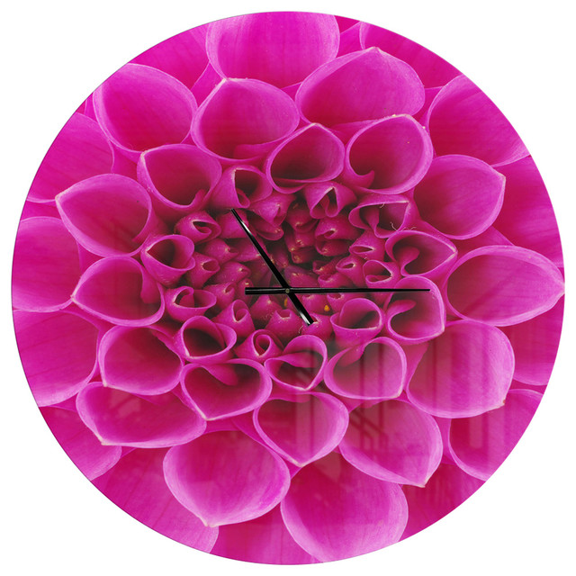 Large Pink Flower and Petals Large Floral Metal Clock, 36x36 ...