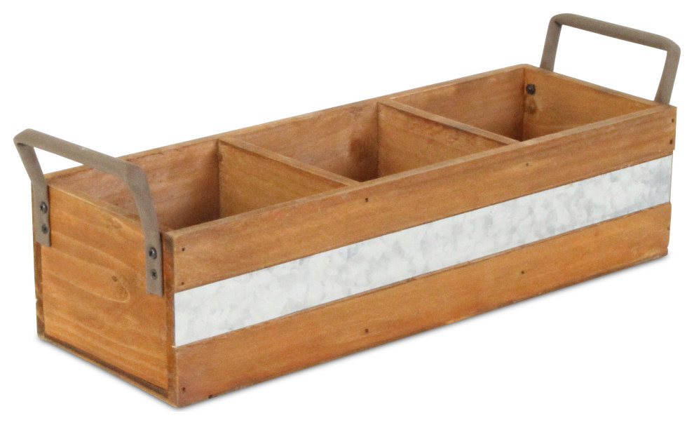 Brown Wooden Storage Caddy - Reid - Farmhouse - Storage Bins And Boxes ...