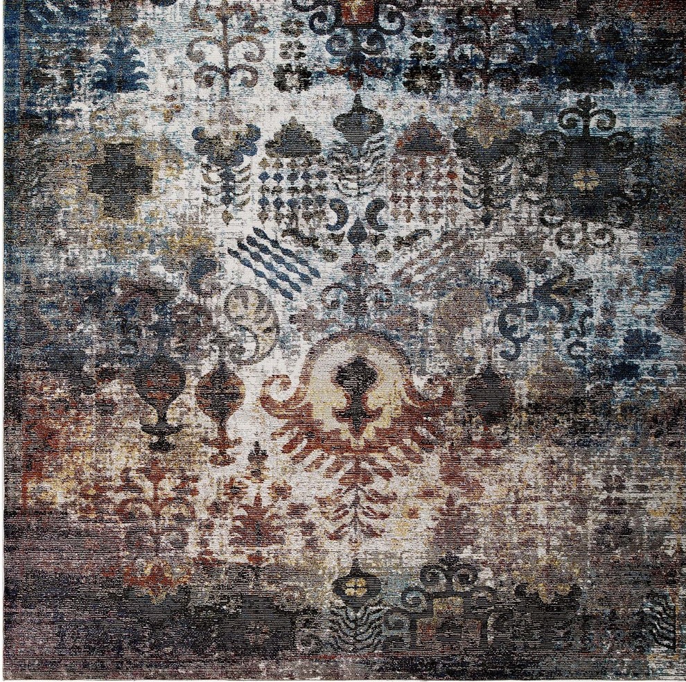 Transitional Distressed Vintage Floral Moroccan Trellis 8x10 Area Rug ...